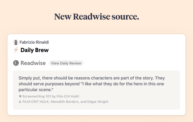 Mailbrew - Readwise Source